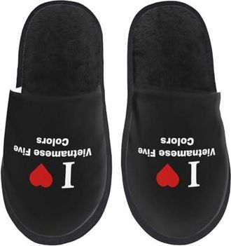 Generic Unisex Pantoufles Femmes I Love les cinq couleurs vietnamiennes Chaussures Classiques Chaussons pour Homme pour Homme Int&eacute;rieur Maison M