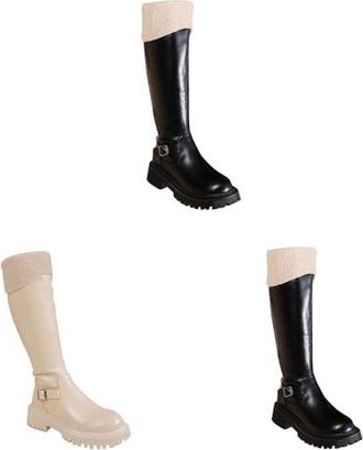 Generic Chaussures d&eacute;quitation classiques antid&eacute;rapantes pour femme - L&eacute;g&egrave;rement doubl&eacute;es avec talon bloc - En cuir synth&eacute;tique - Imperm&eacute;ables - En peluche - 