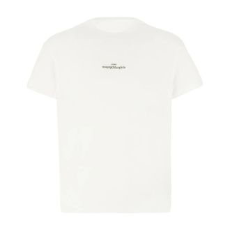 Maison Margiela Logo Baumwoll-T-Shirt - - Tops - Herren - Wei&szlig; - XS