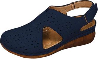 Generic Sandales compens&eacute;es basses pour femme - Respirantes - Bout ferm&eacute; - Couleur unie - L&eacute;g&egrave;res, &eacute;l&eacute;gantes, polyvalentes et confortables - Avec soutien de l