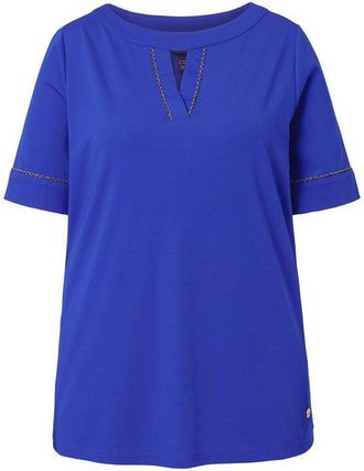Ulla Popken T-Shirt Punto-Shirt A-Linie Zierband U-Boot-Ausschnitt