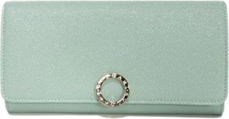 Bulgari Pre-owned Clip Large Wallet Grain Calf Leather Long Wallet - Femme - Pre-owned - Vert - Taille: ONE Size