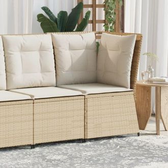 vidaXL Garten-Ecksofa mit Kissen Beige Poly Rattan - Vidaxl