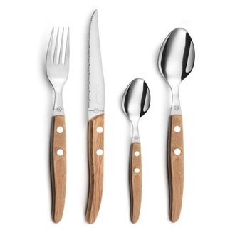 Lou Laguiole CANOP&Eacute;E Besteckset 24-teilig mit hochwertigen Holzgriffen, Essbesteck ideal f&uuml;r elegante Tischdekoration, erstklassige Handwerkskunst aus Frankreich, 