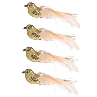 TOPBATHY 4st&uuml;cke Weihnachtsdeko V&ouml;gel Mit Clip K&uuml;nstliche Vogelornamente Mit Glitzereffekt F&uuml;r Christbaum Deko Und DIY Bastelprojekte Realistische Garten-Dekor