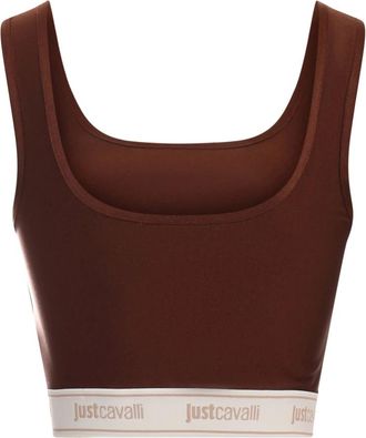 Just Cavalli Femme, Tops, Brun, Taille: 34 FR Logo-waist Crop Top