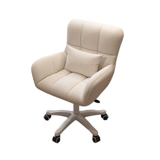 Generic 360&deg; Drehbarer Home-Office-Stuhl Mit Lordosenst&uuml;tze Und Verstellbarer H&ouml;he for Schminktisch Oder Schreibtisch(Off-White)