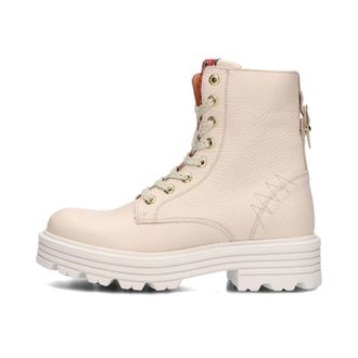 Red-Rag Beige Leder Schn&uuml;rstiefel mit Gold Detail - - Shoes - Damen - Beige - 33 EU