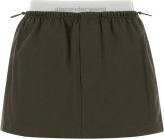 Alexander Wang Femme, Jupes, Vert, Taille: 38 FR Mid-Rise Mini Logo Elastic Skirt