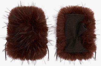 Ganni Moufles en fourrure alternative Chocolate Marron - Pour Femme