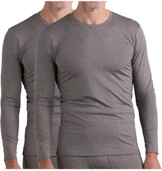 Lapasa Lot de 1 ou 2 Maillot de Corps Haut Thermique Homme Doublure Polaire Haut sous-Vêtement à Manches Longues - LÉGER ET Chaud,M09: Lot de 2 Gris Clair (L