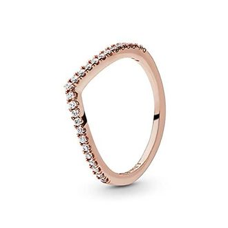 Pandora Pandora Bague chevron Voeu Scintillant en métal plaqué or rose 14 carats avec zircones cubiques transparentes, taille 50