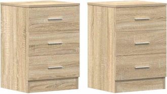vidaXL Tables de chevet 2pcs ch&ecirc;ne sonoma 38x35x56cm bois ding&eacute;nierie Vidaxl