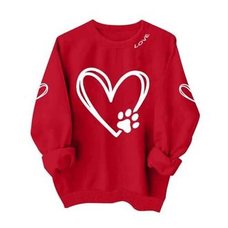 Generic Sweat-shirt imprim&eacute; Saint-Valentin 2026 &agrave; manches longues et col rond d&eacute;contract&eacute; en polaire douce et confortable pour un usage quotidien et les activ