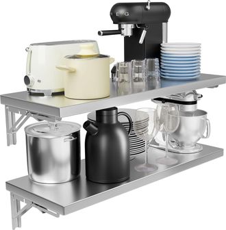 Taimiko Wandregal aus Edelstahl Klappbares Wandmontiertes Regal Gewerbliche K&uuml;chenregale Food Truck Restaurant,Garage,W&auml;scherei,Hauswirtschaftsraum W&auml;sche Kla