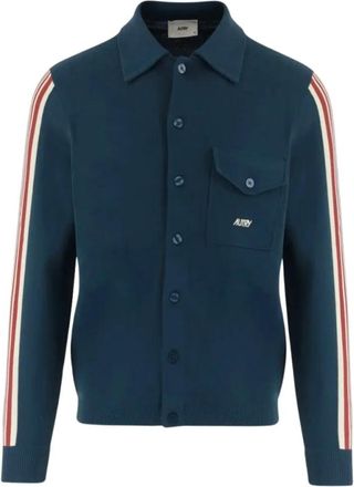 Autry Veste-chemise en maille de viscose - Homme - Pulls - Bleu - Taille: XL