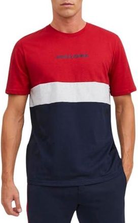 Jack & Jones Jack & Jones T-Shirt &agrave; col Rond pour Homme, Rouge Tango, XS