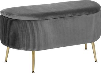 Generic Eazy Living Sitzbank Juliette Samt gerippt grau - Gold