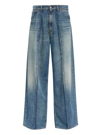 Maison Margiela jean &agrave; empi&egrave;cements contrastants - Bleu