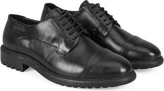 Desa Chaussures d&eacute;contract&eacute;es en Cuir &agrave; Lacets pour Homme Talon de 3,5 cm, Respirantes | Noir - 41
