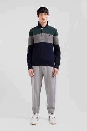 Eden Park Pull Col Maillot En Coton Vert &Agrave; Jeux De Maille Coupe Regular