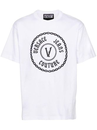 Versace Jeans Couture t-shirt en coton à logo imprimé - Blanc