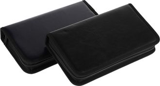 Valiclud 2 Stück PU CD Boxen Auto CD Halter Organizer mit Anti rutsch Funktion Vielseitige DVD Aufbewahrungstasche Karten und Kleine Gegenstände Schwarz