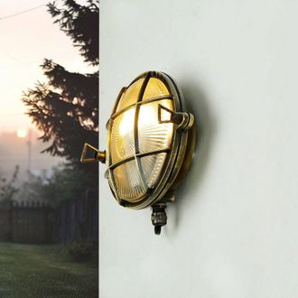 Licht-Erlebnisse Licht-erlebnisse - Schiffslampe au&szlig;en Messing IP64 &Oslash;18cm Bullauge Wandleuchte Haus Garten