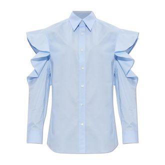 Moschino Shoulder Ruffle Shirt - - Blouses & Shirts - Damen - Blau - S