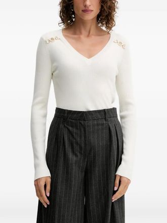 Fracomina V-neck embellished top - Wei&szlig;