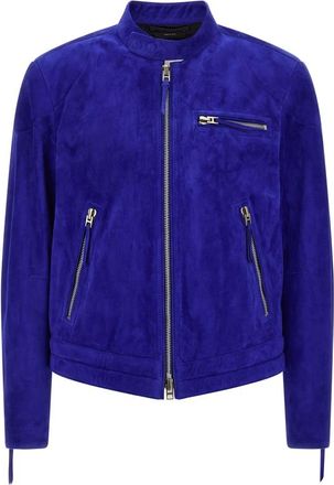 Tom Ford Homme, Vestes, Bleu, Taille: 2XL Veste en daim et cachemire