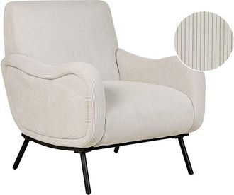 Beliani Beliani - Fauteuil Bas en Velours Côtelé Grosses Cordes Gris Clair Pieds en Métal Noir Almind