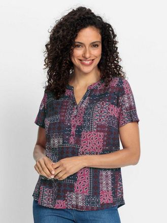 Witt Klassische Bluse Druckbluse Kurzarm