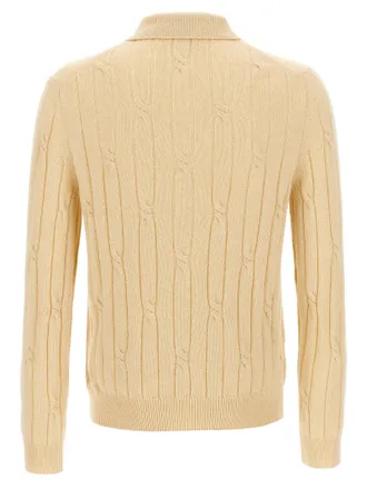 Zanone Wool and Cashmere Blend Polo - Cream