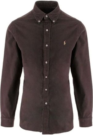 Ralph Lauren Chemise en coton &agrave; logo brod&eacute; et col boutonn&eacute; - Homme - Chemises - Brun - Taille: M