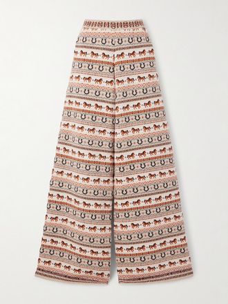 Stella McCartney Pantalon Large En Laine - Marron