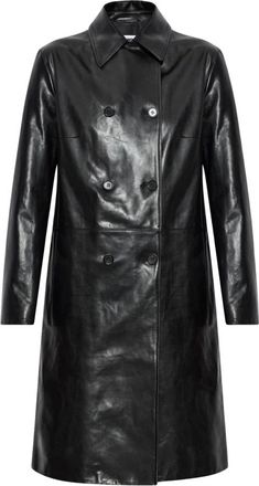 Jil Sander Zweireihiger Ledermantel - - Coats - Damen - Schwarzk - XL