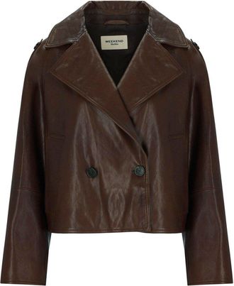 Weekend by Max Mara VESTE EN CUIR FELINO MARRON MAX MARA WEEKEND