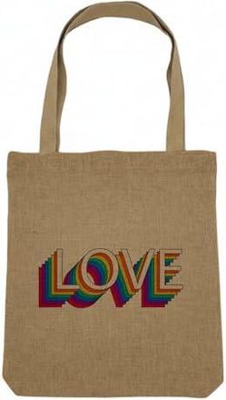 Fabulous Sac Shopping Tote Bag Aspect Lin - LOVE Pride LGBT Style Retro Arc en Ciel Vintage - Sac de Courses Toile Epaisse 360g Beige Naturel Cabas Port&eacute; Epaul
