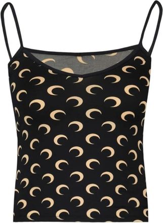 Marine Serre Femme, Tops, Noir, Taille: 40 FR Moon Printed Jersey Straps Top