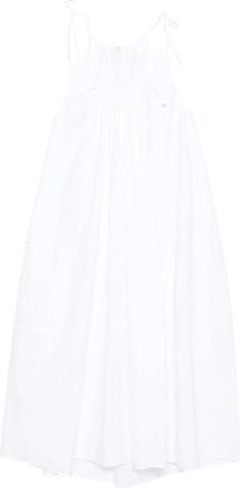 Co Femme, Robes, Blanc, Taille: 38 FR Tie-Strap Gathered Midi Dress