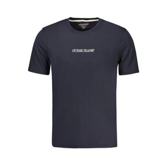 Guess Homme, Tops, Bleu, Taille: S T-shirt en Coton Bleu avec Textile