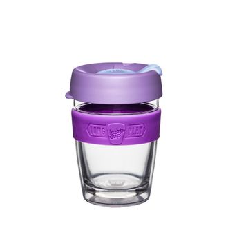 KeepCup Longplay Wiederverwendbare Kaffeetasse, doppelwandiges Glas mit abnehmbarer H&uuml;lle und spritzwassergesch&uuml;tztem Trinkdeckel, 340 ml, Helio