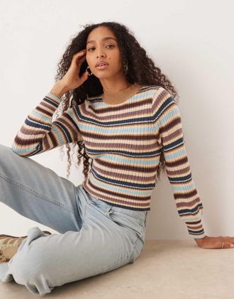 Roxy Playa Morning - Langärmliger Cropped-Pullover in Himmelblau