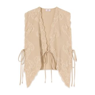Oltre Asymmetrische Weste aus Spitze - - Jackets - Damen - Beige - XS