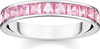 Thomas Sabo Thomas Sabo Damen Ring aus Sterling-Silber mit Zirkonia-Steinen in Weiß und Pink, Gr. 56, TR2358-051-9-56
