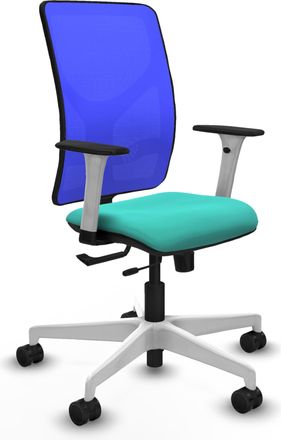 Piqueras y Crespo B&uuml;rostuhl mit wei&szlig;en und schwarzen Armlehnen, h&ouml;henverstellbare Lendenwirbelst&uuml;tze, ausgestattet mit Syncro/Traslack und Schneideschaum, Blau/T&uuml;rkis