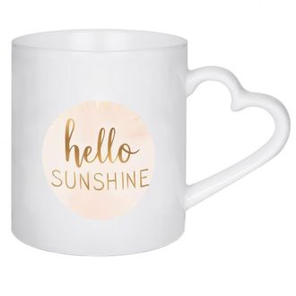 artboxONE Herztasse Hello Sunshine Gold von Carina - Herztasse Typografie