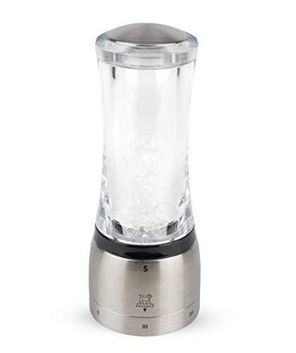 Peugeot Moulin &agrave; Sel Daman uSelect 16 cm - 6 R&eacute;glages de Moutures Pr&eacute;d&eacute;finies - En Inox et Acryl - Fabrication Fran&ccedil;ais