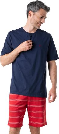 Eminence Herren NAUTIQUE LU01 Pyjamaset, Marineblau/Rot, XXL